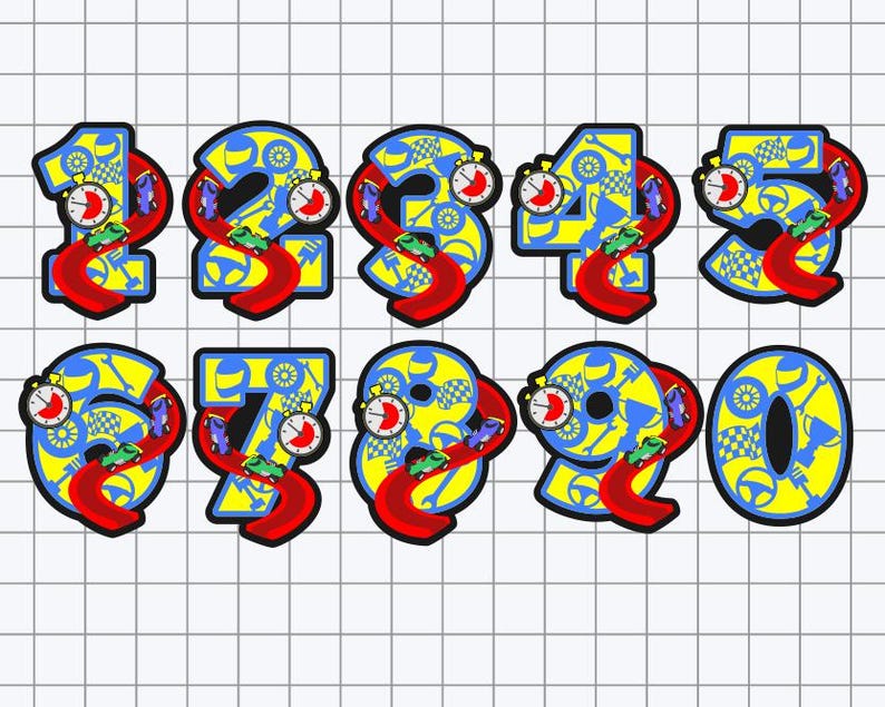 Race Car Birthday Numbers SVG: DIY Party Decor (digital Download) - Etsy