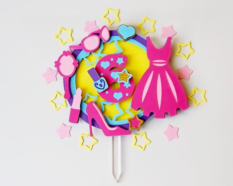 Pink Doll Birthday Cake Topper, Doll Svg, Girl Birthday Party, Any Age ...