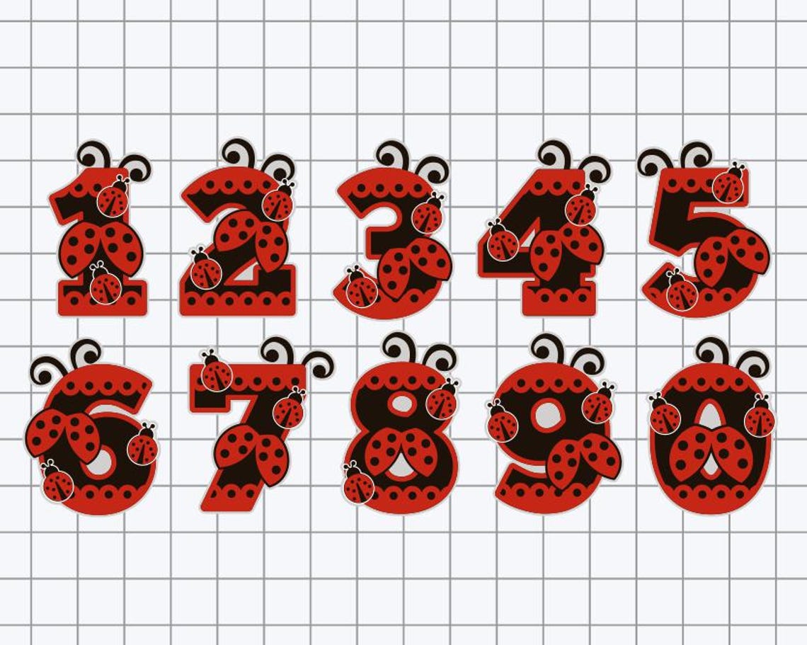 Ladybug Birthday Party Numbers, Ladybug Svg, Girl Birthday Party, Any ...