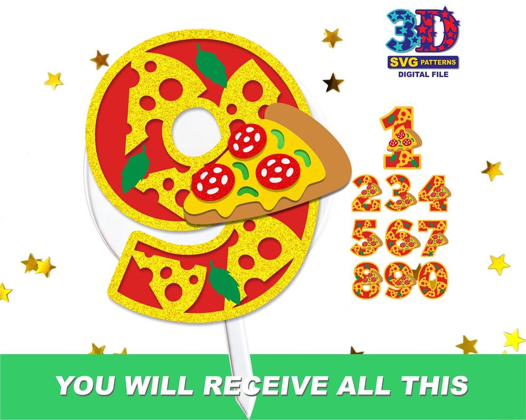 Pizza Birthday Party Numbers SVG: DIY Cricut, Silhouette (digital ...