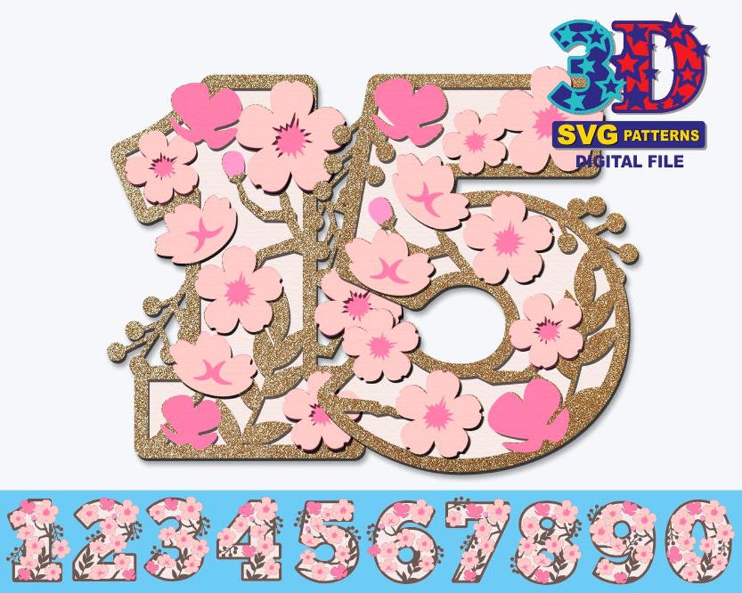 Cherry Blossom Birthday Party Numbers, Cherry Blossom Svg, Girl ...