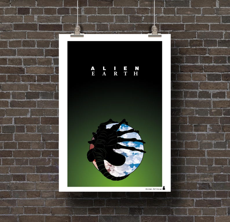 Minimalist Alien Earth Poster | Horror Film & Space Art | Modern ...