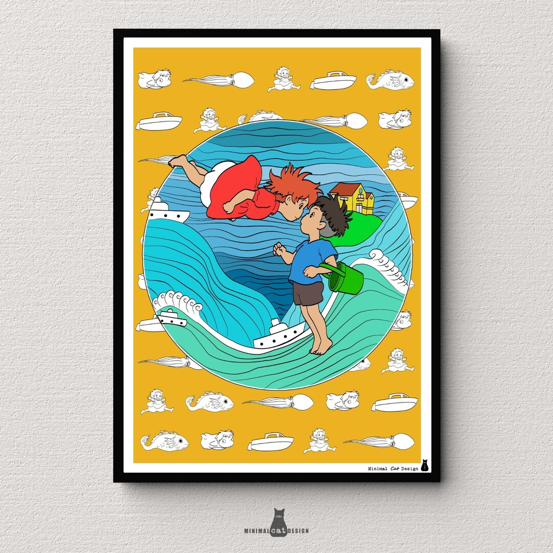 Ponyo Poster, Studio Ghibli Anime Wall Art - Etsy