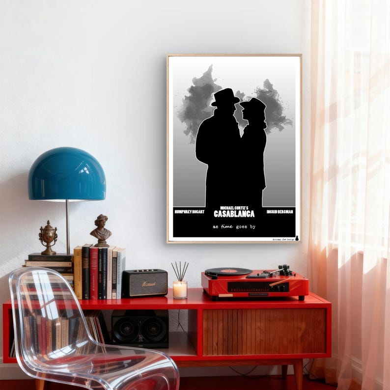Casablanca 1942 Poster Classic Movie Print | Minimalist Wall Art | Romance Film Gift | Vintage ...