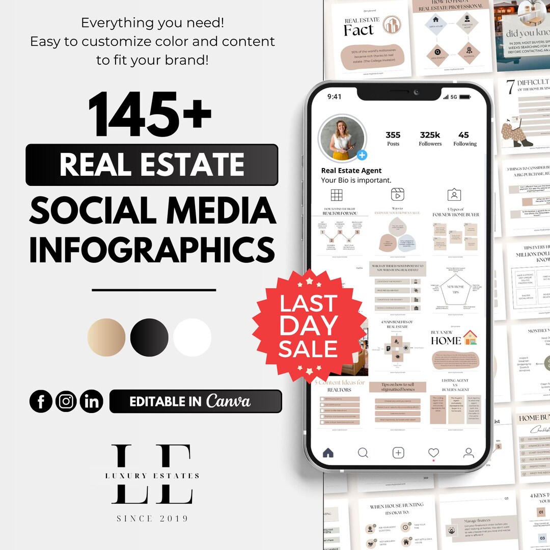 MEGA REAL ESTATE Infographics Instagram Bundle, Real Estate Instagram ...