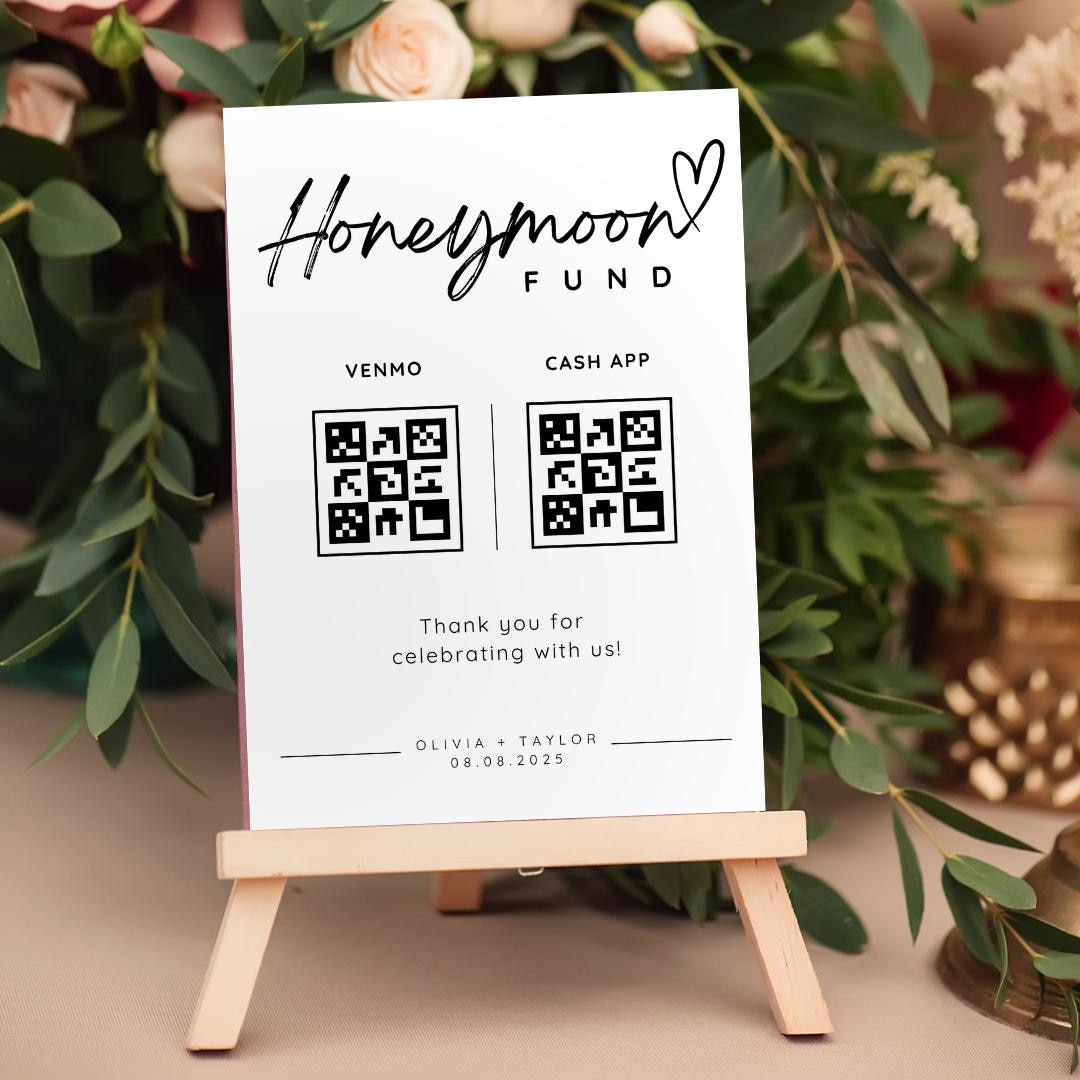 Customizable Honeymoon Fund QR Code Wedding Sign (canva Template) - Etsy