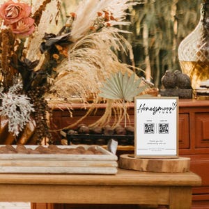 Honeymoon Fund Sign, Wedding Fund Cash Gift Template, Honeymoon Fund QR ...