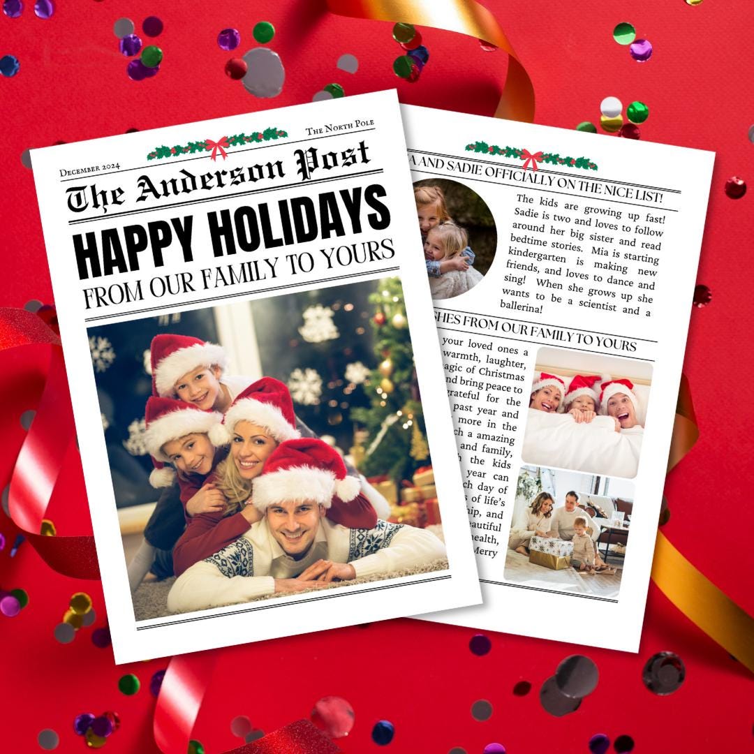 Editable Holiday Newsletter Template, Family Christmas Newsletter ...