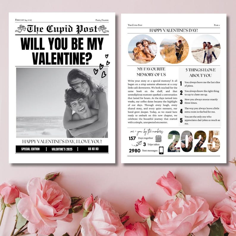 Custom Valentines Newspaper Template, Cupid Post Gift (canva Editable ...