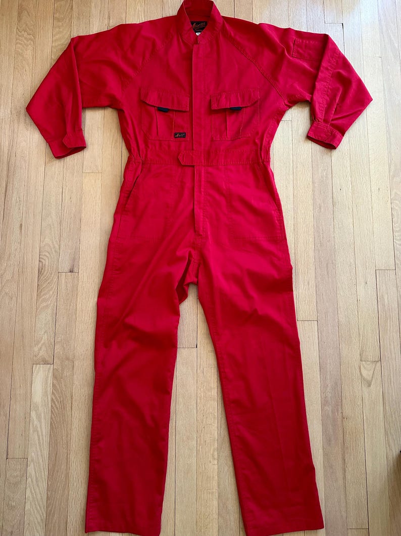 Aitoz - Vintage Japanese Red Mechanic Coverall Jumpsuit, Workwear - Etsy