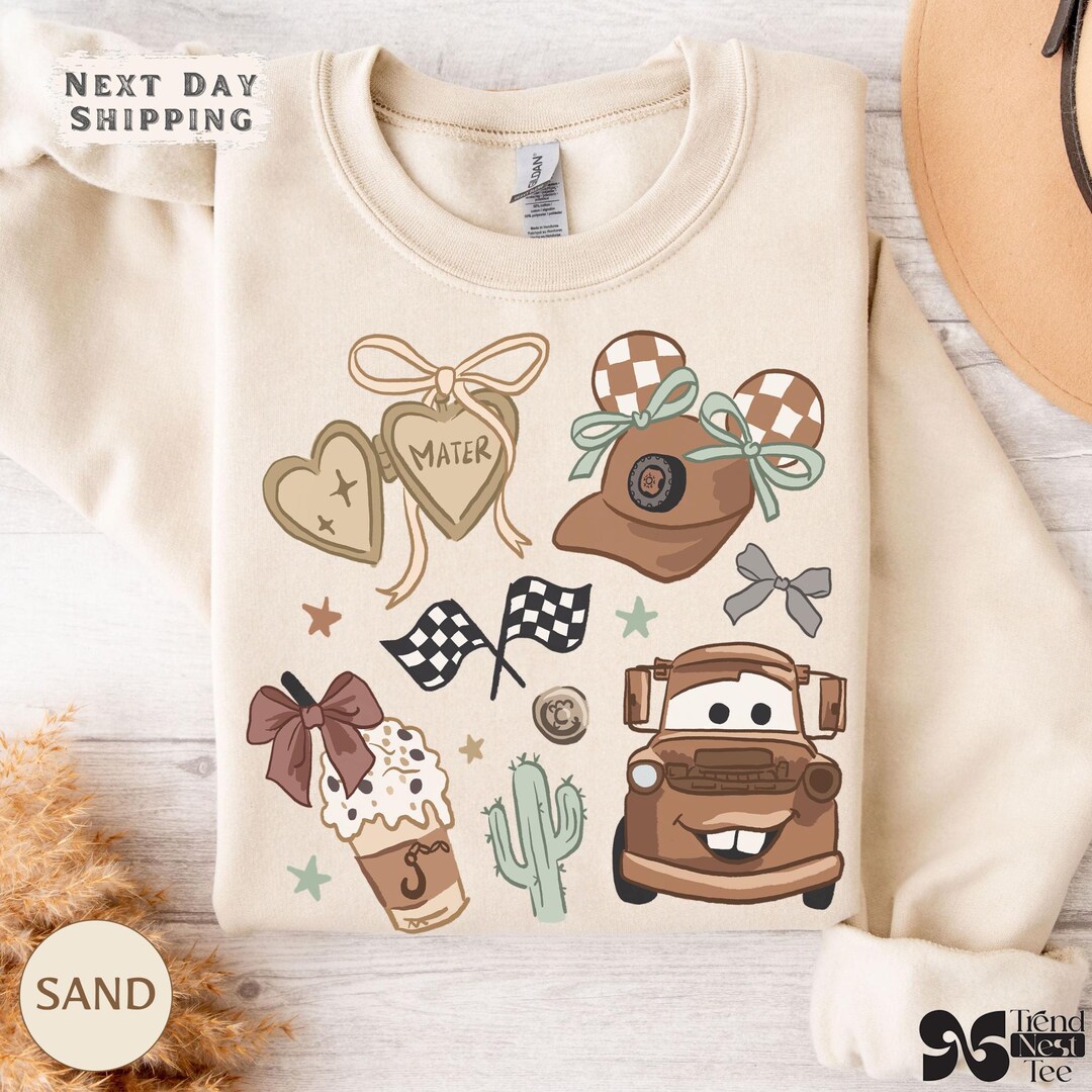 Vintage Disney Cars Sweatshirt: Nostalgic Mater Print - Cozy Pixar ...