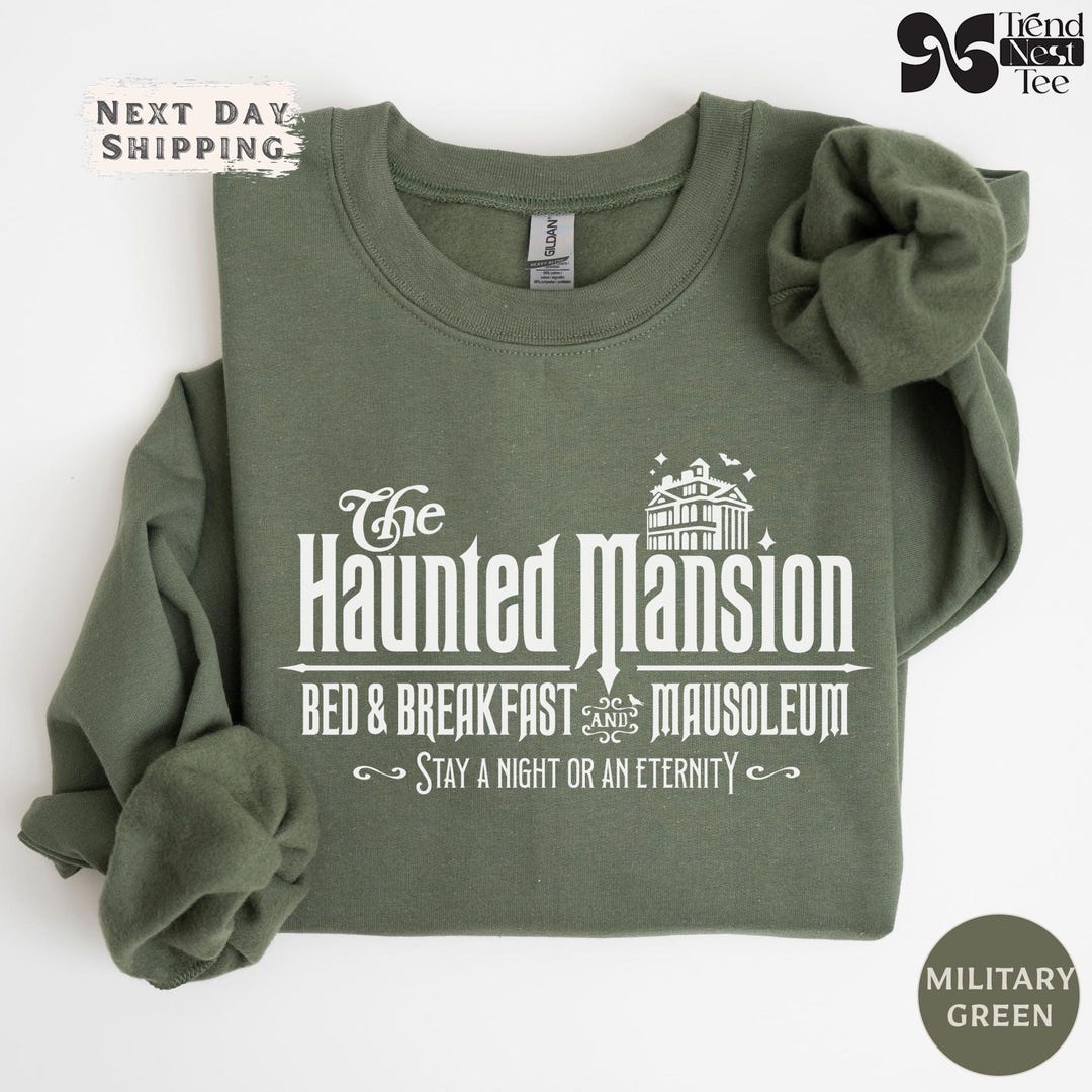 Spooky Haunted Mansion Halloween Sweatshirt, Bed and Breakfast Pullover ...