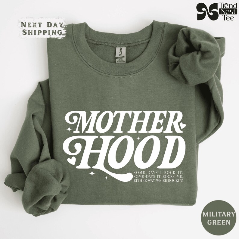 Motherhood Quote Sweatshirt: Funny Mom Life Pullover, Cozy Casual Wear ...