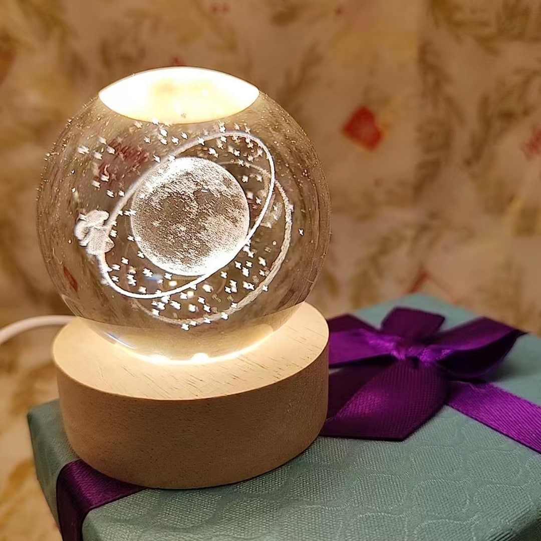 Personalized Crystal Ball Night Light: Solar System Desk Lamp - Etsy