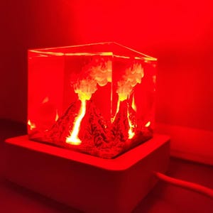 Volcano Resin Night Lights-volcano Erupting Resin Lamp-3d Resin LED ...