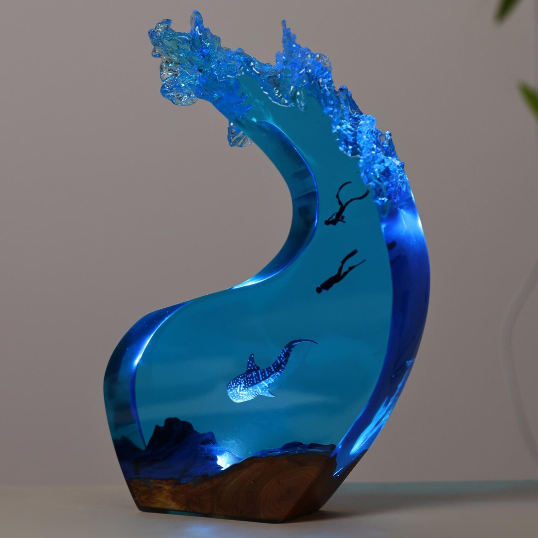 Surfer Resin Night Light-handmade Epoxy Resin Lamp-diorama Ocean Resin ...