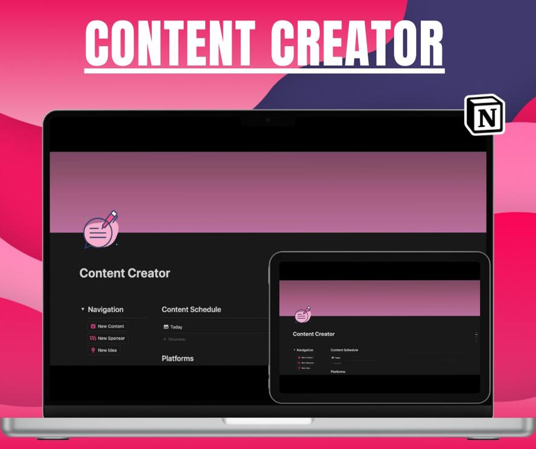 Content Creator Tool, Ultimate Notion Template for Organizing Your ...