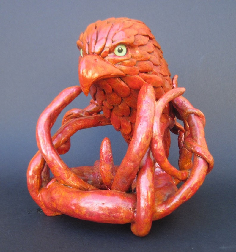 Fiery ... Hawk/eagle/falcon Mascot Statue Trophy/award OOAK - Etsy