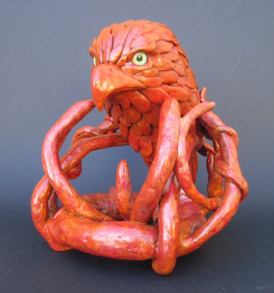 Fiery ... Hawk/eagle/falcon Mascot Statue Trophy/award OOAK - Etsy