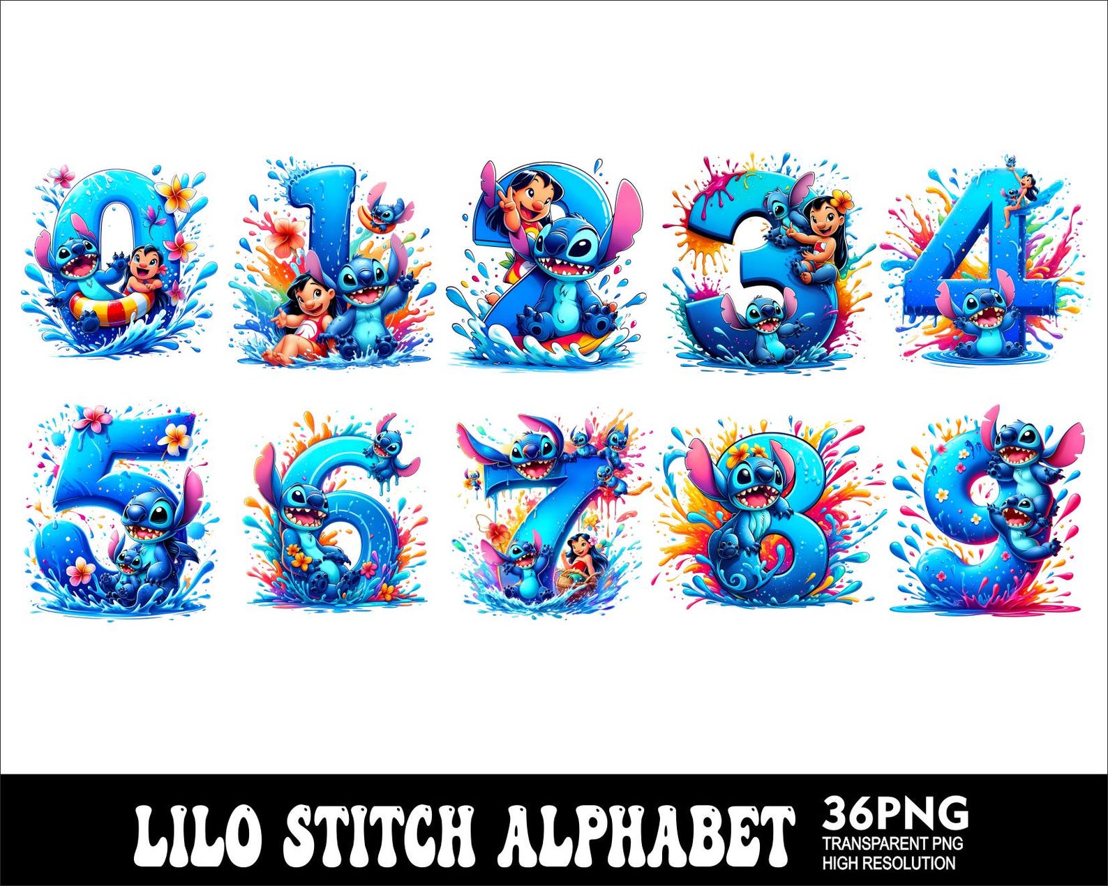 Cartoon Lilo Stitch Alphabet PNG Letters Design Stitch Letters Png Baby ...