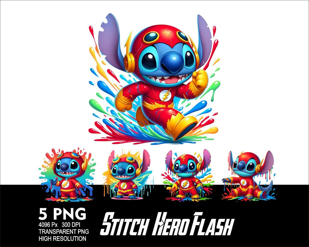 Superhero Stitch Flash Boy 5 PNG Design for Sublimation Png 300DPI High ...