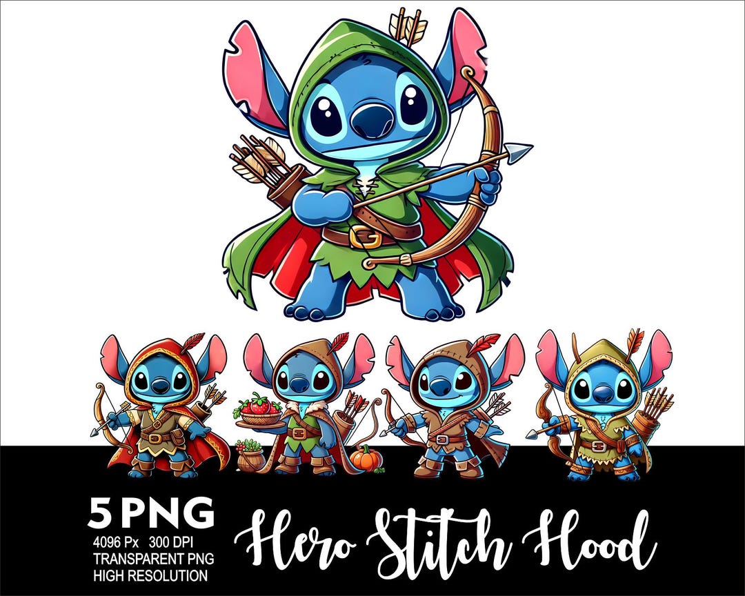 Stitch Hero Hood 5 PNG Design for Sublimation Png 300DPI High ...