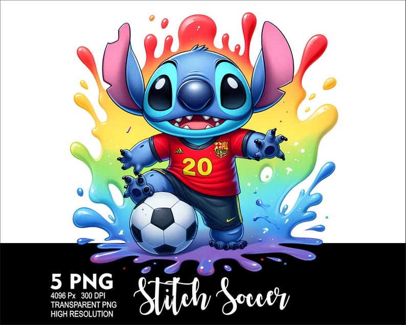 Stitch Soccer 5 PNG Design for Sublimation Png 300DPI High Resolution ...
