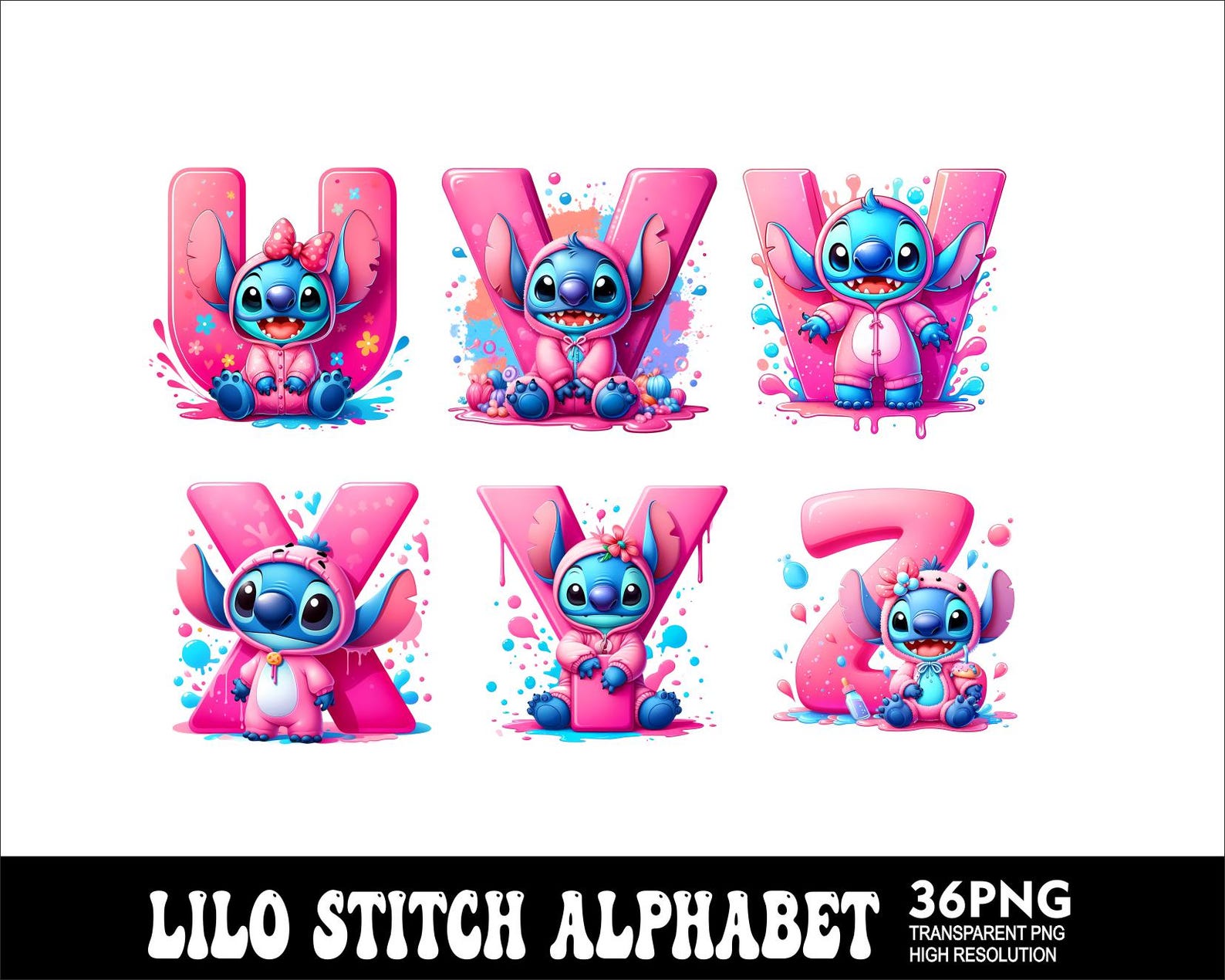 Desenho animado Lilo Stitch Alfabeto PNG letras Design Rosa Stitch ...