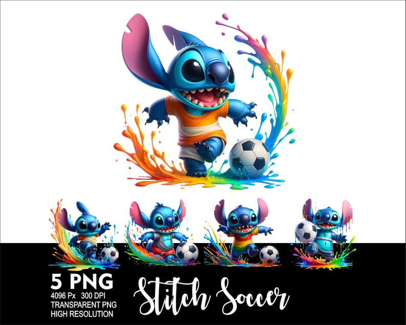 Stitch Soccer 5 PNG Design for Sublimation Png 300DPI High Resolution ...