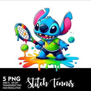 Stitch Tennis 5 PNG Design for Sublimation Png 300DPI High Resolution ...