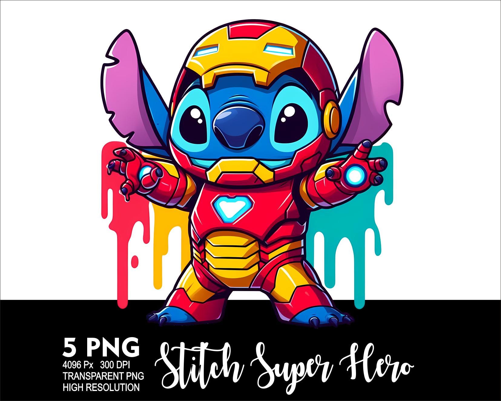 Stitch Hero Iron Boy 5 PNG Design for Sublimation Png 300DPI High ...