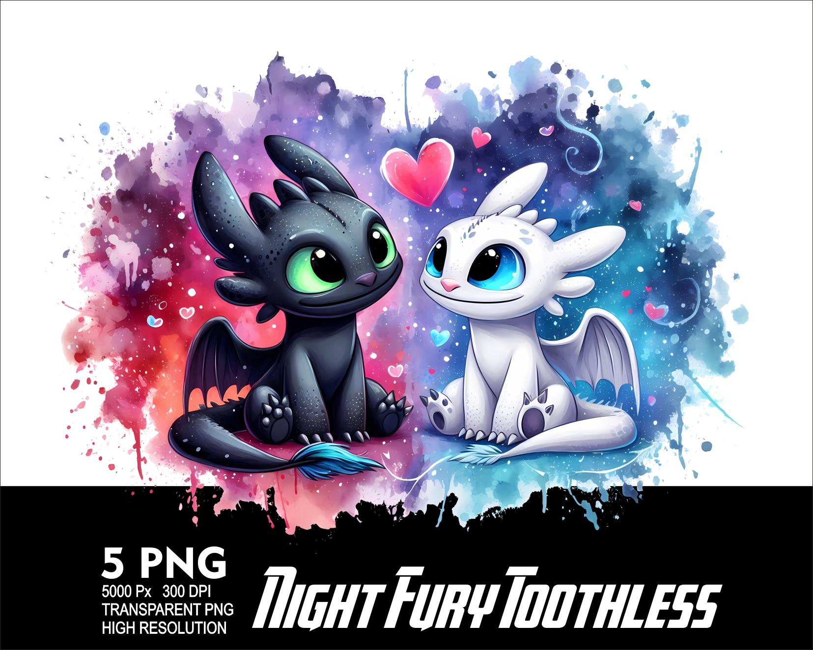 Cartoon Night Fury and Light Fury Watercolor 5 PNG Toothless Design for ...