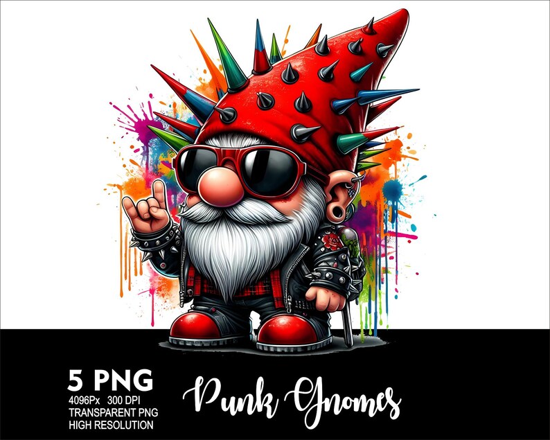 Punk Gnome 5 PNG Design for Sublimation Png 300DPI High Resolution Png ...