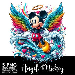 Angel Mickey Wings 5 PNG Mouse Design for Sublimation Png 300DPI High ...