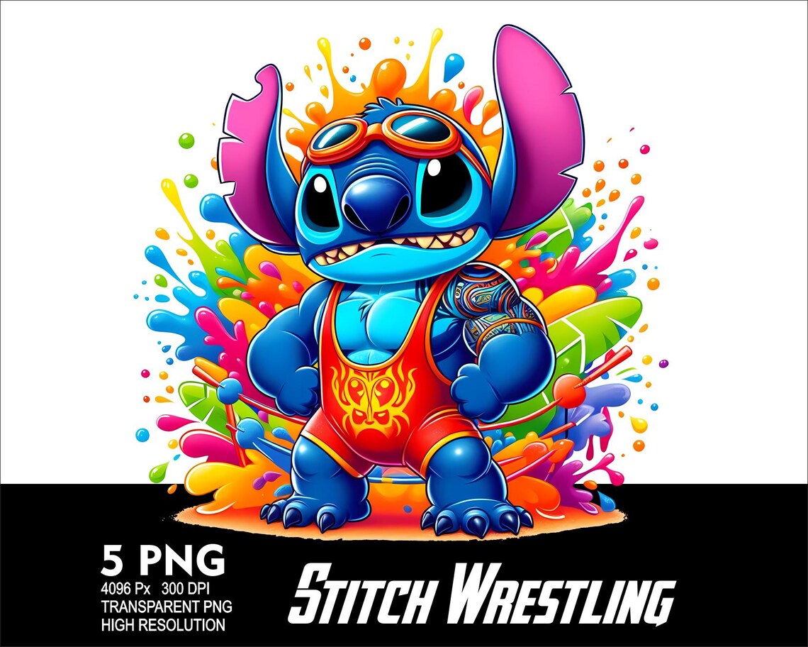 Stitch Wrestling 5 PNG Design for Sublimation Png 300DPI High ...