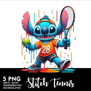 Stitch Tennis 5 PNG Design for Sublimation Png 300DPI High Resolution ...