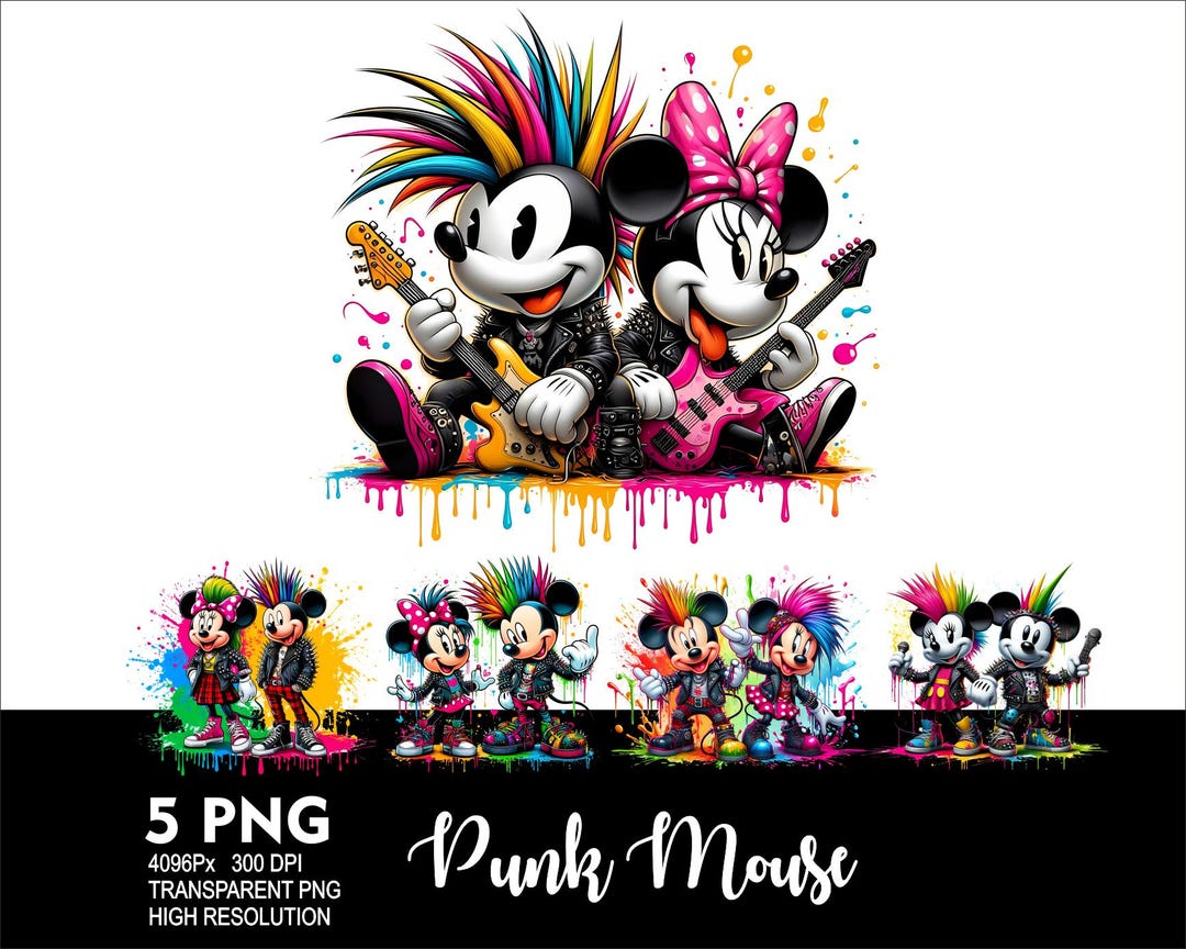 Punk Mickey and Minnie 5 PNG Design for Sublimation Png 300DPI High ...