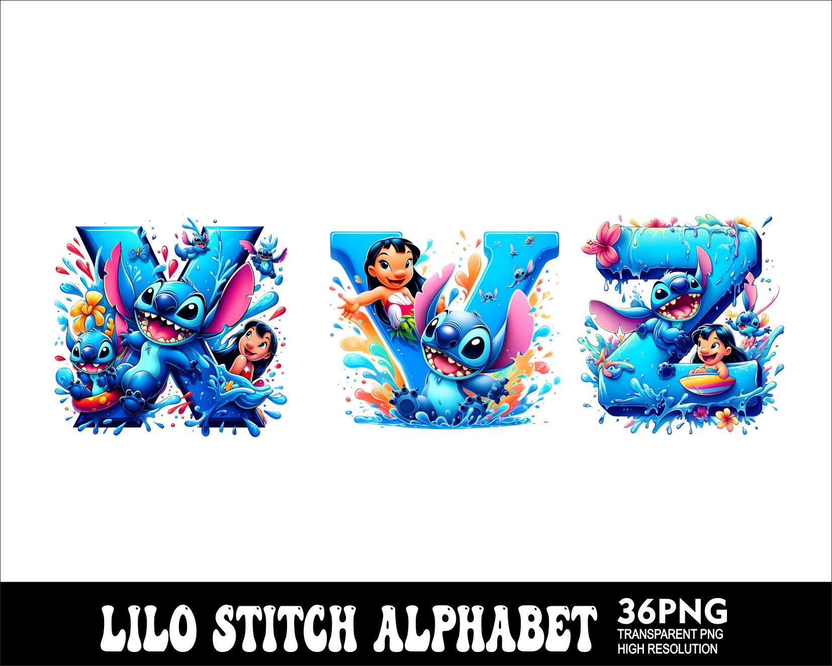 Cartoon Lilo Stitch Alphabet PNG Letters Design Stitch Letters Png Baby ...