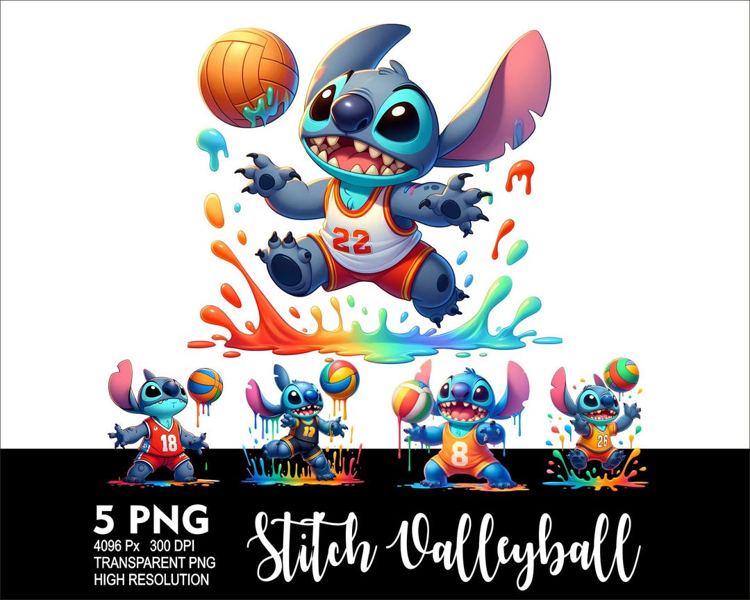 Stitch Valleyball Kids 5 PNG Design for Sublimation Png 300DPI High ...
