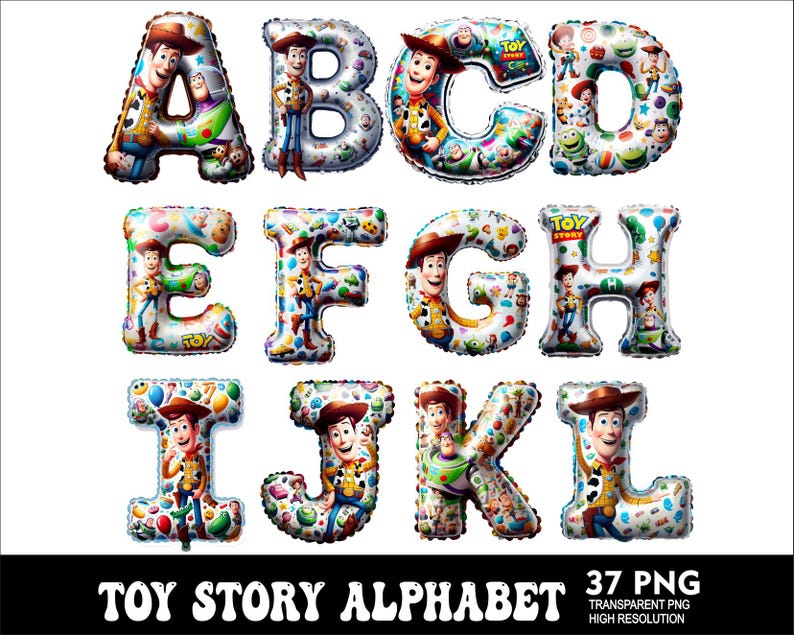 Letras PNG del alfabeto de Toy Story. Diseño de letras PNG de Toy Story ...