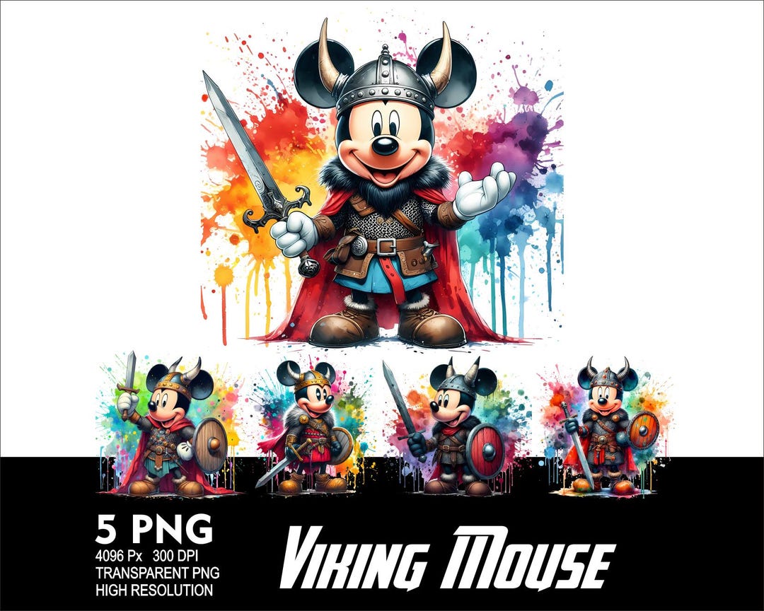 Viking Mickey 5 PNG Design Watercolor Sublimation Png 300DPI High ...