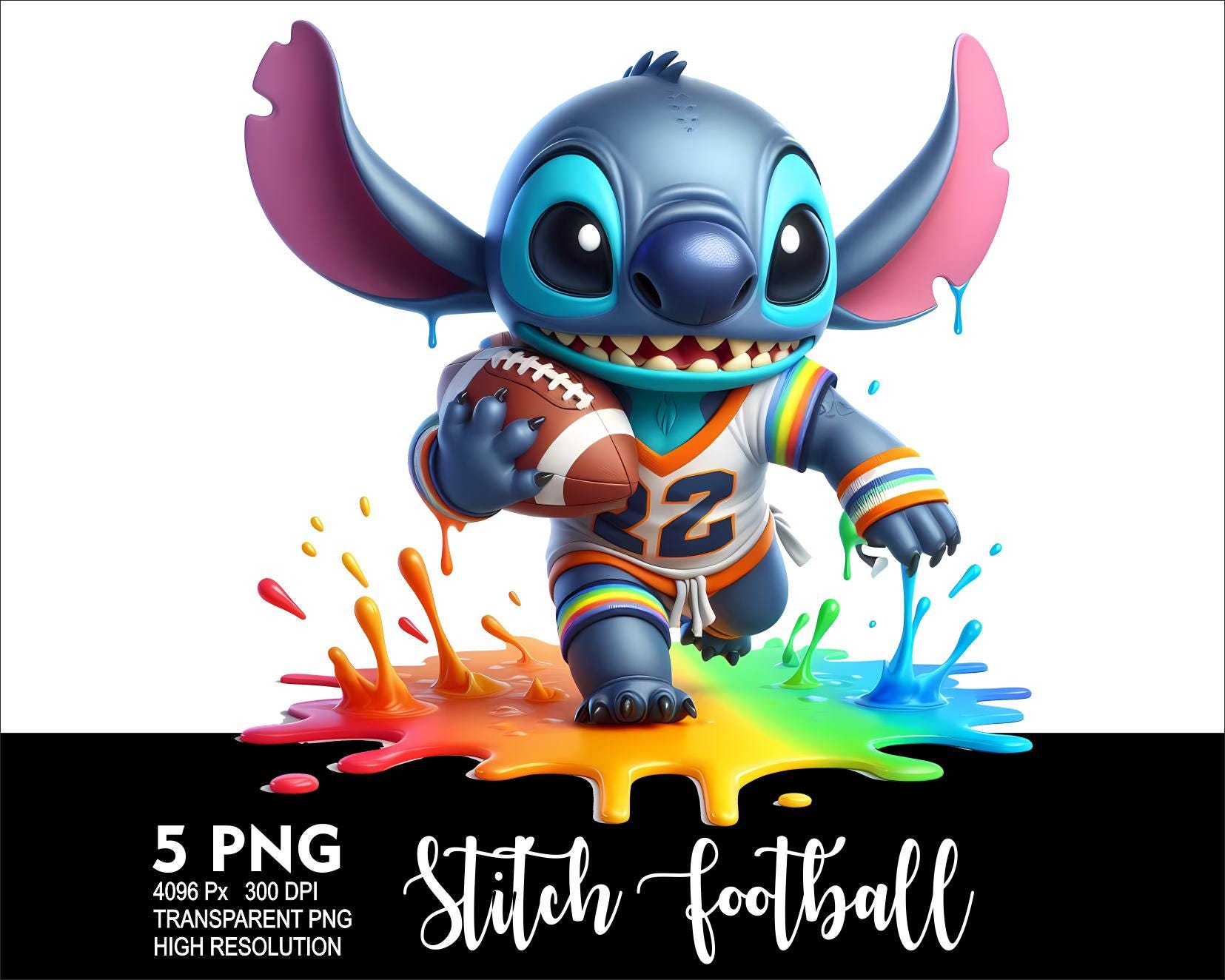 Stitch Football 5 PNG Design for Sublimation Png 300DPI High Resolution ...