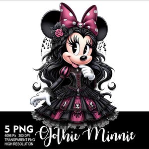 Gothic Minnie 5 PNG Design for Sublimation Png 300DPI High Resolution ...