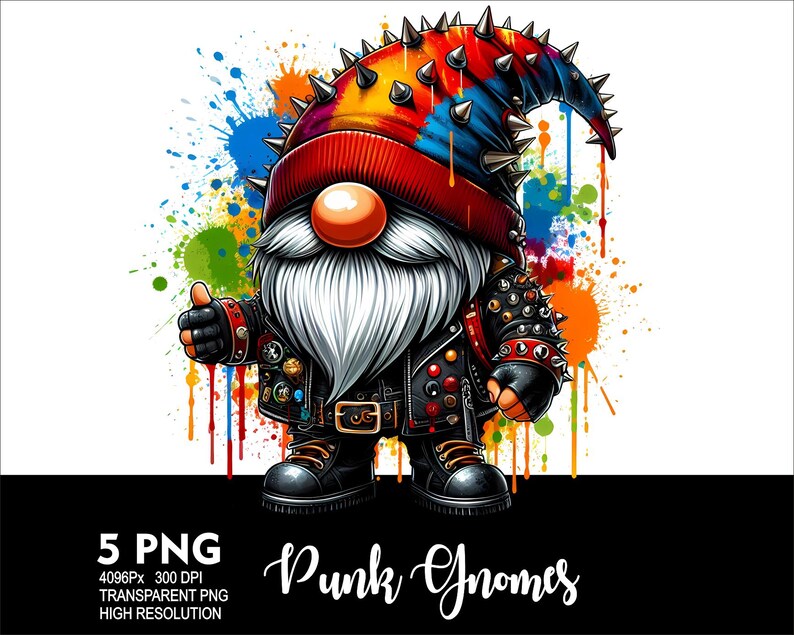Punk Gnome 5 PNG Design for Sublimation Png 300DPI High Resolution Png ...