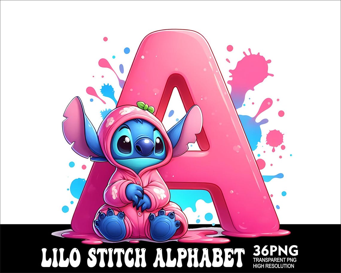 Letras PNG del alfabeto de Lilo Stitch de dibujos animados Diseño ...