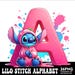 Cartoon Lilo Stitch Alphabet PNG Letters Design Pink Stitch Letters Png ...