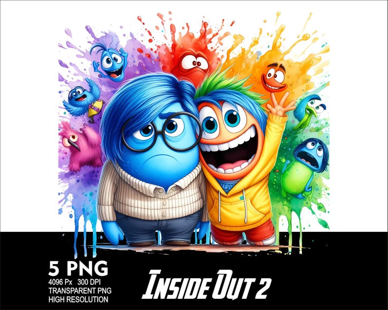 Cartoon Inside Out 5 PNG Mouse Design for Sublimation Png 300DPI High ...