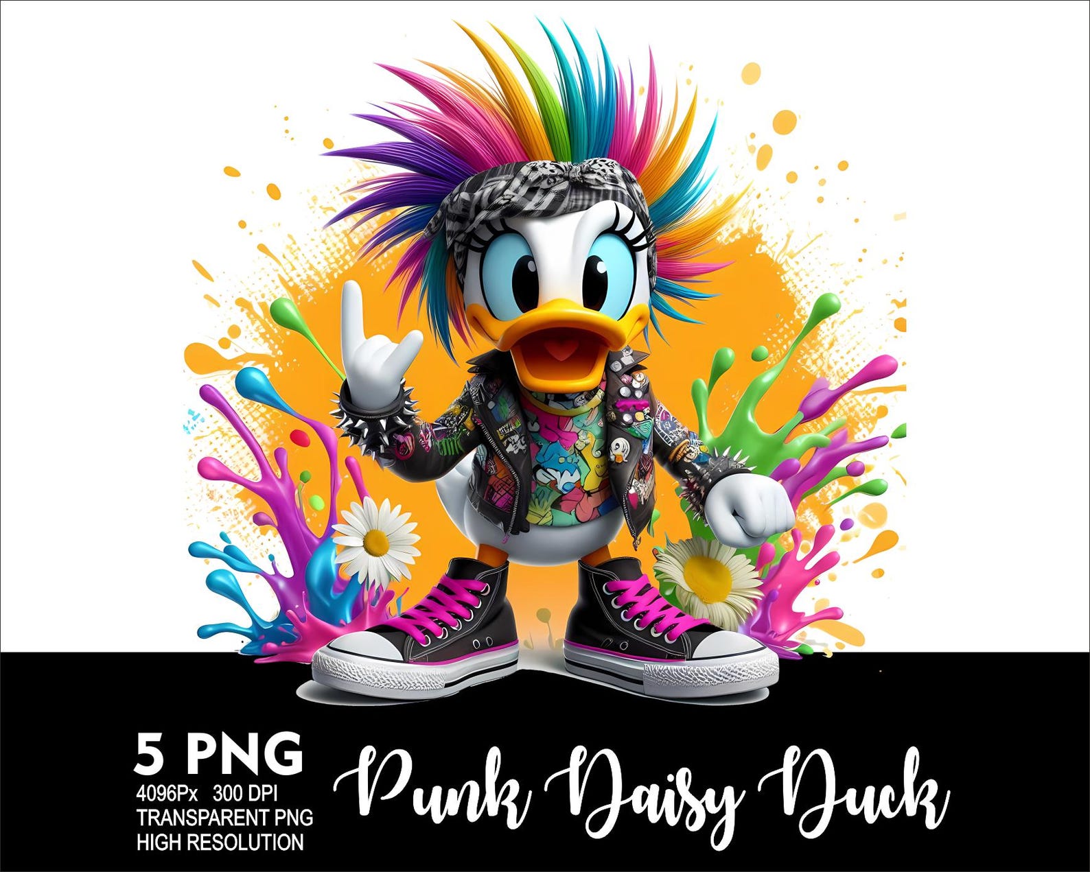 Punk Girl Duck 5 PNG Daisy Girl Design for Sublimation Png 300DPI High ...