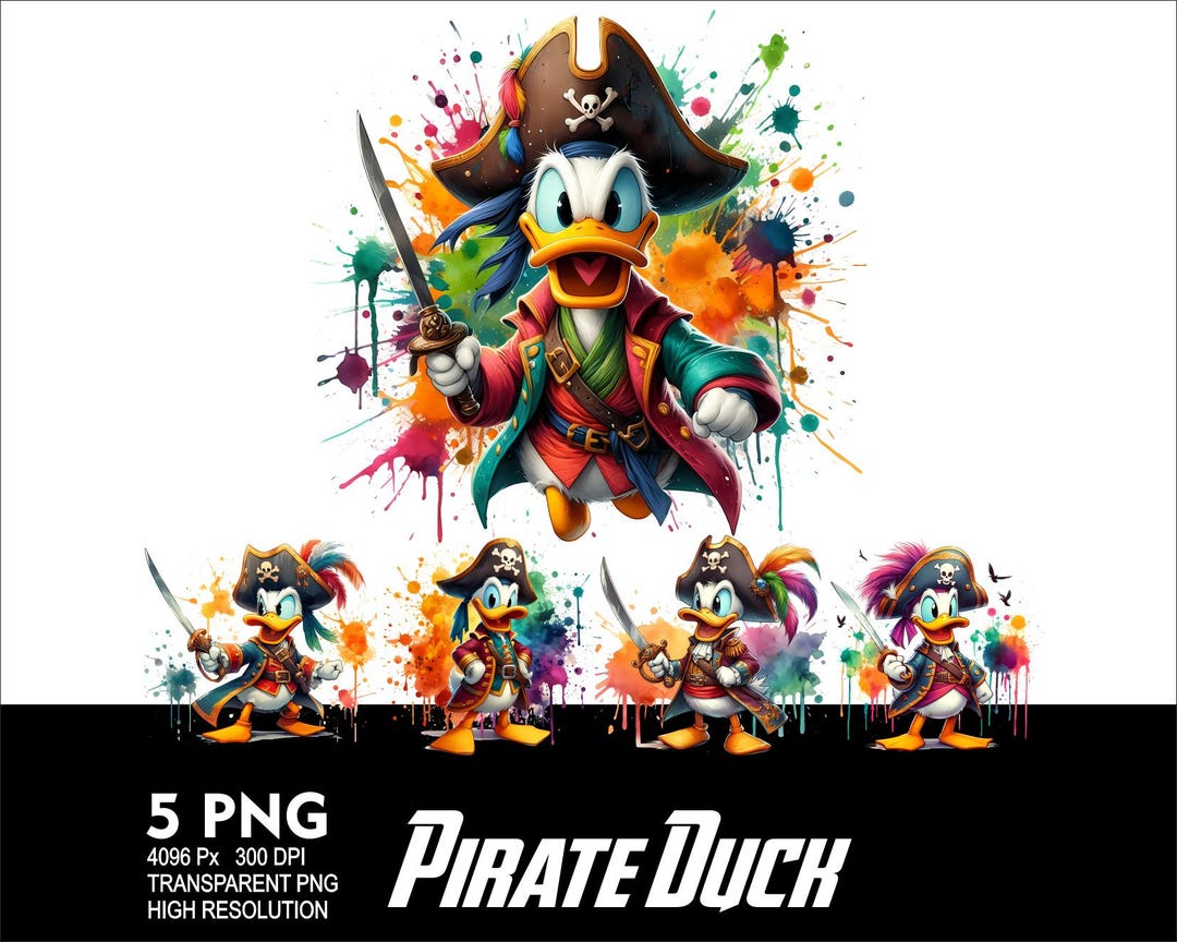 Pirate Duck 5 PNG Design for Watercolor Sublimation Png 300DPI High ...