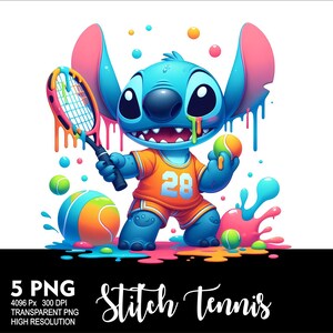Stitch Tennis 5 PNG Design for Sublimation Png 300DPI High Resolution ...